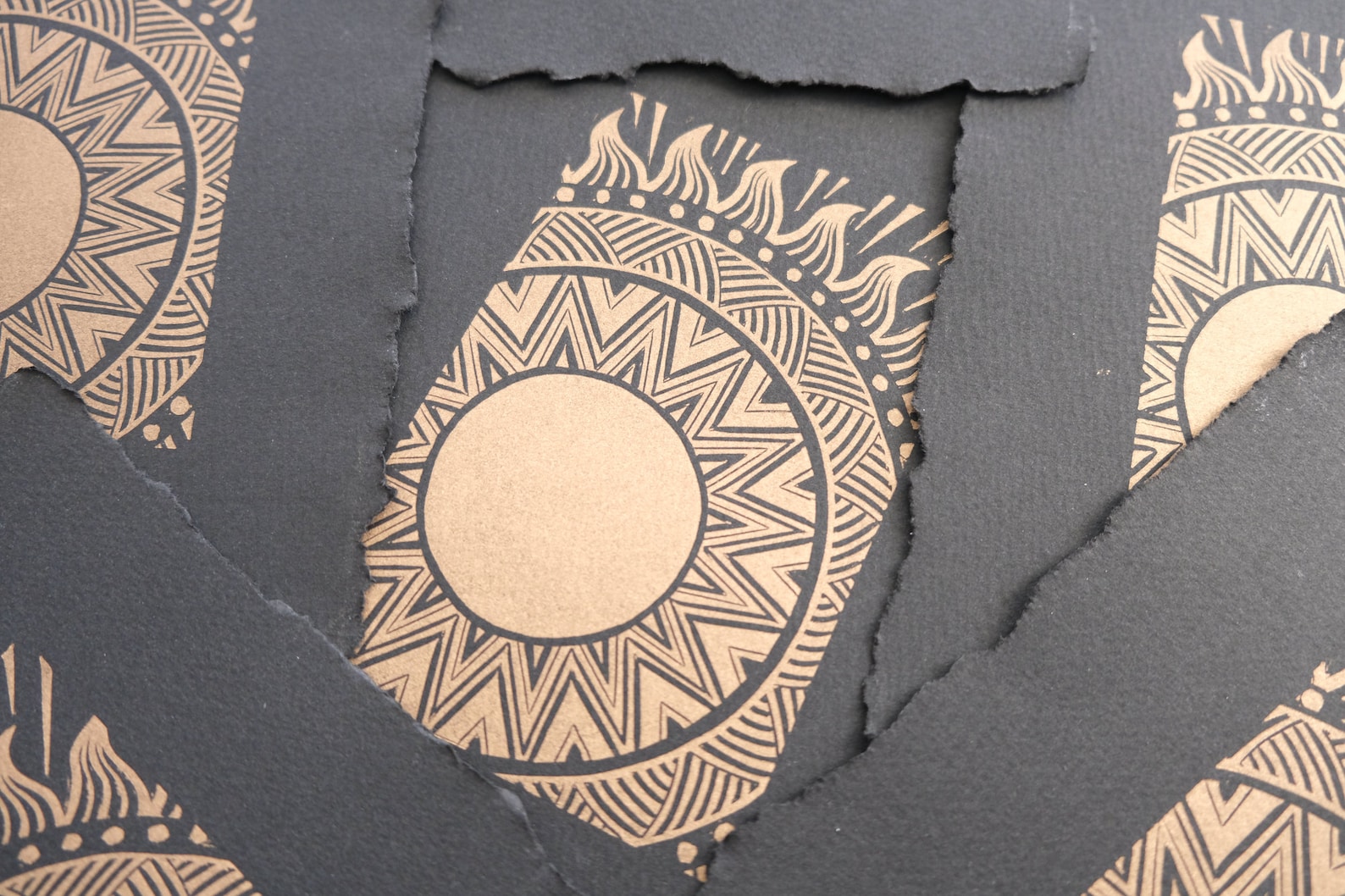 Make Your Own Sunshine | Original Linocut Print (black and Gold Edition ...