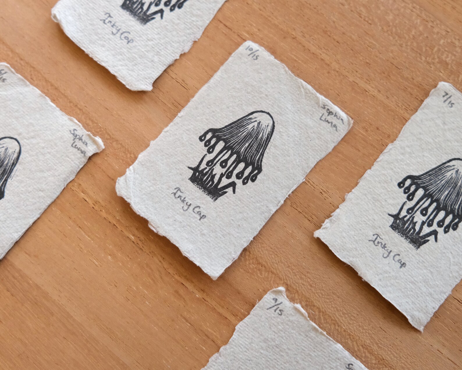 Inky Cap Original Linocut Mushroom Print Fungi Print - Etsy