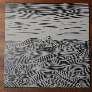 Storms, Tides and Pearls | Original Linocut Print | Sailing Print ...