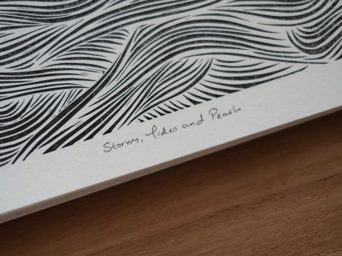 Storms, Tides and Pearls | Original Linocut Print | Sailing Print ...