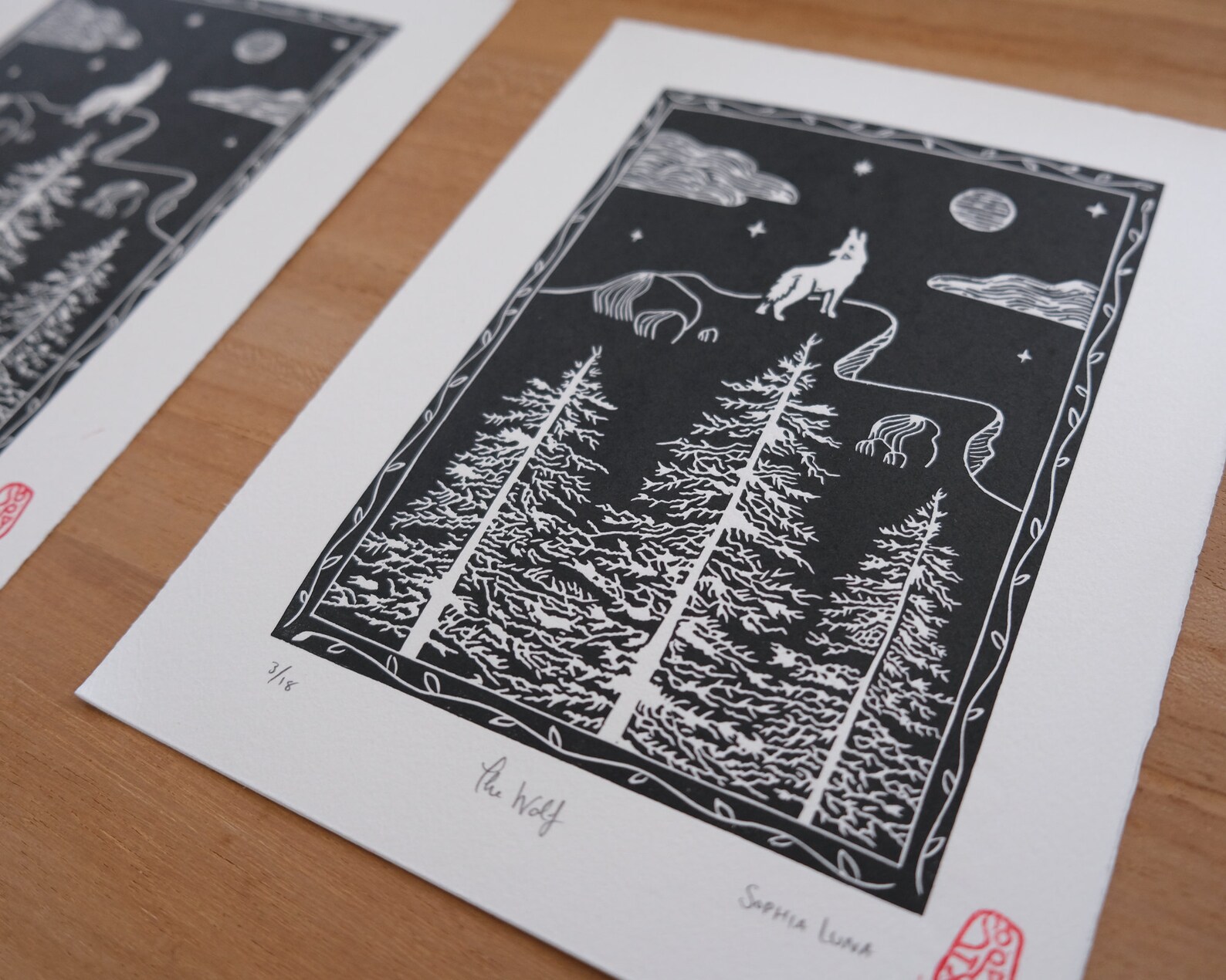 The Wolf Original Linocut Print Wolf Print Howling Wolf - Etsy