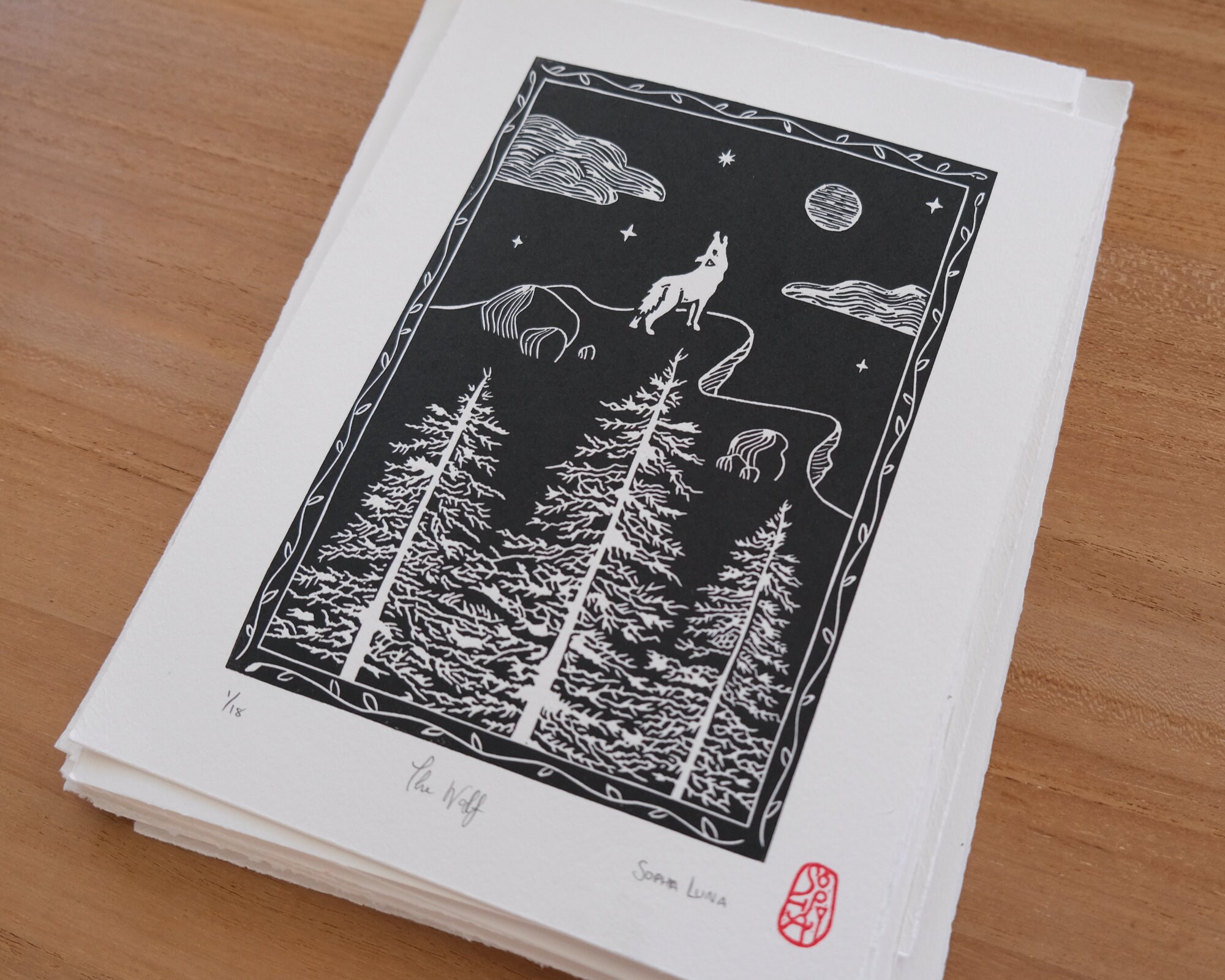 The Wolf Original Linocut Print Wolf Print Howling Wolf - Etsy UK