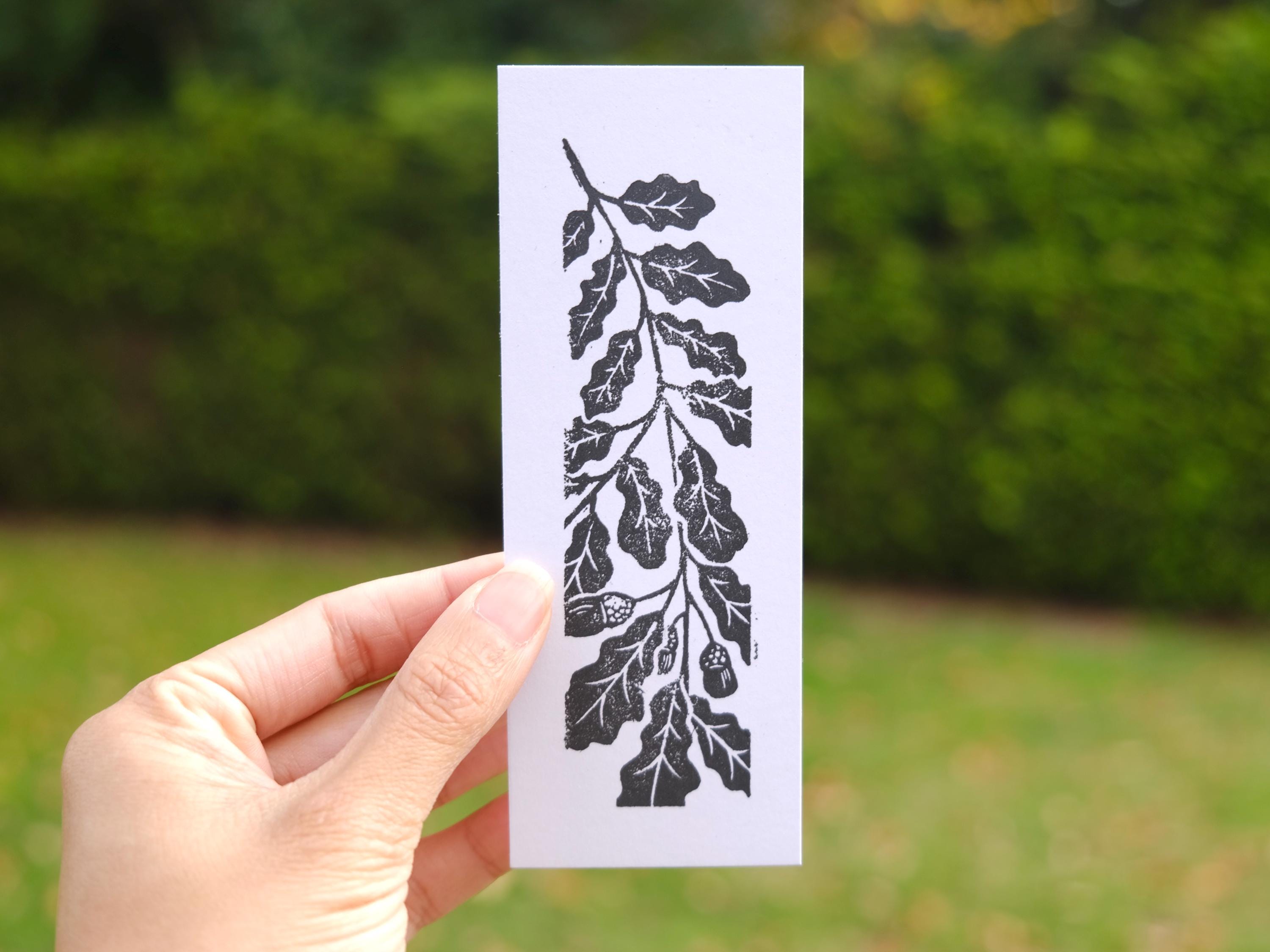 Oak Bookmark | Handprinted Linocut Bookmark | Handmade Bookmark | Oak ...