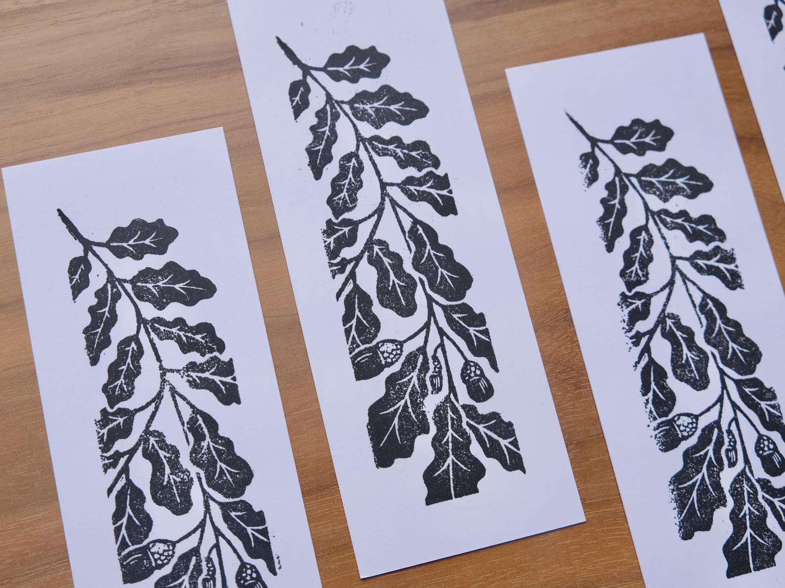 Oak Bookmark | Handprinted Linocut Bookmark | Handmade Bookmark | Oak ...