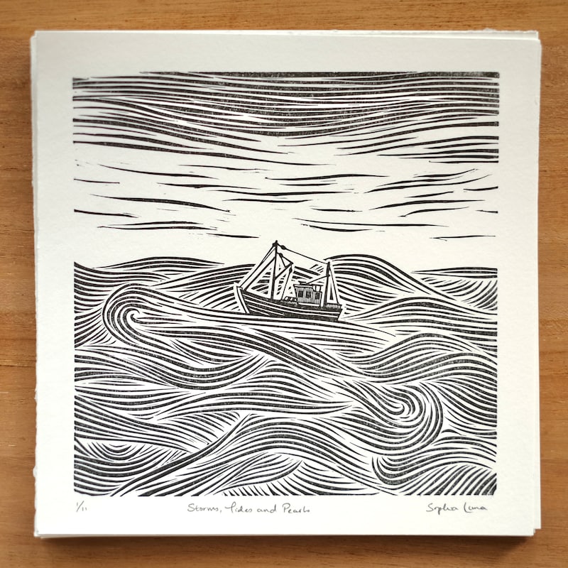 Linocut Storm - Etsy UK