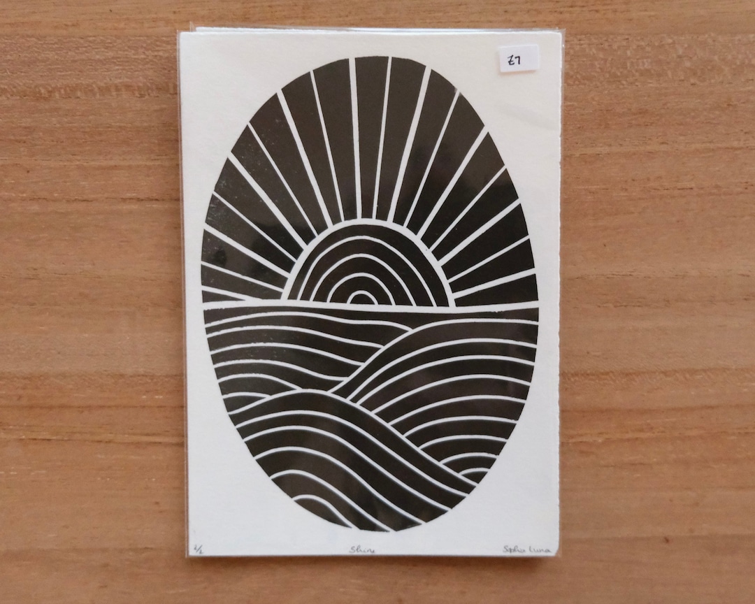 Shine | Original Linocut Print | Linoprint Sun | Linocut Sun Print ...