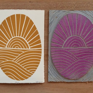 Shine | Original Linocut Print | Linoprint Sun | Linocut Sun Print ...