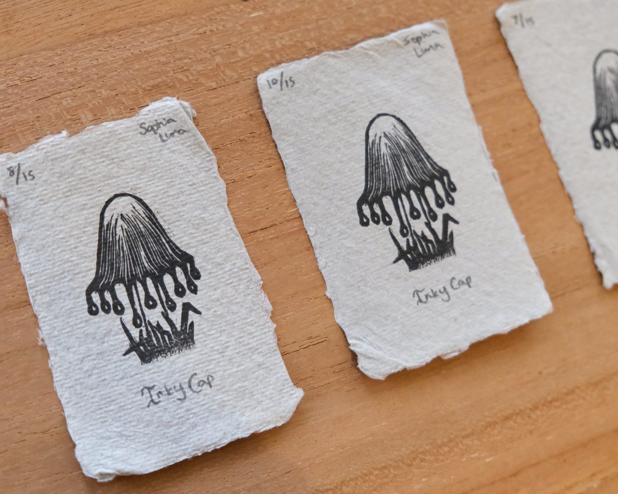 Inky Cap Original Linocut Mushroom Print Fungi Print - Etsy