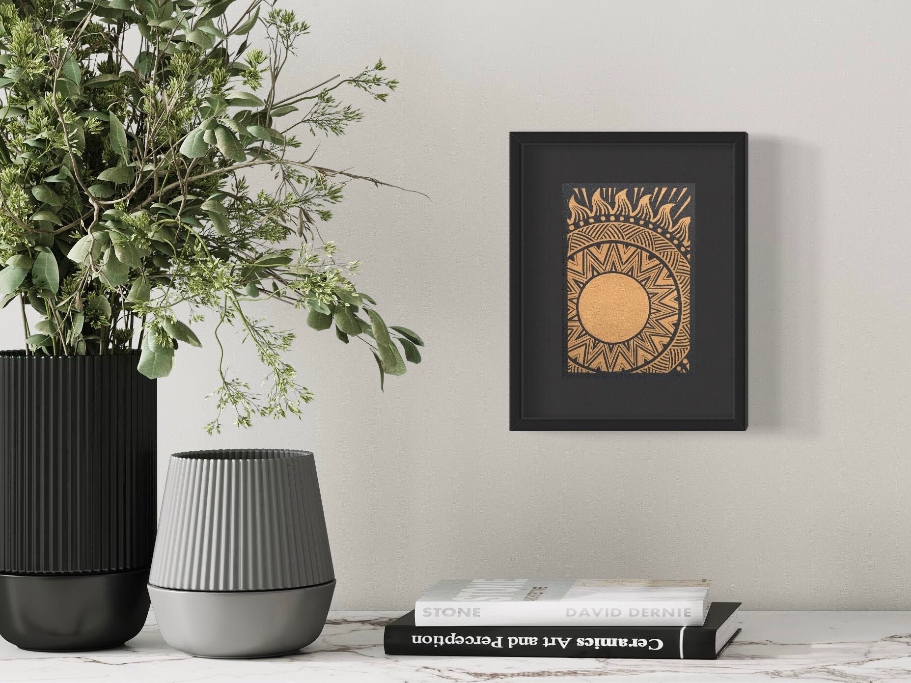 Make Your Own Sunshine | Original Linocut Print (black and Gold Edition ...