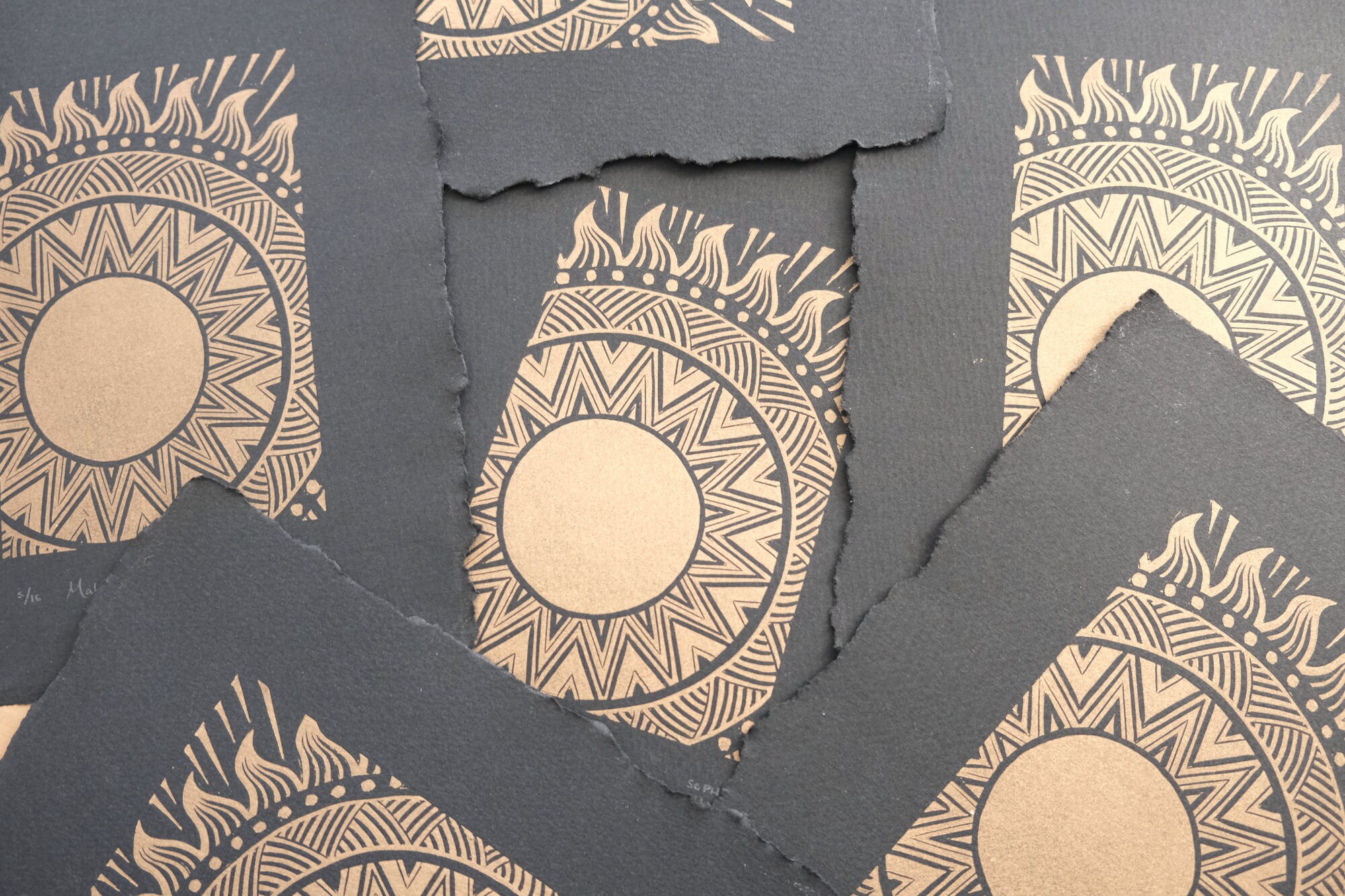 Make Your Own Sunshine | Original Linocut Print (black and Gold Edition ...
