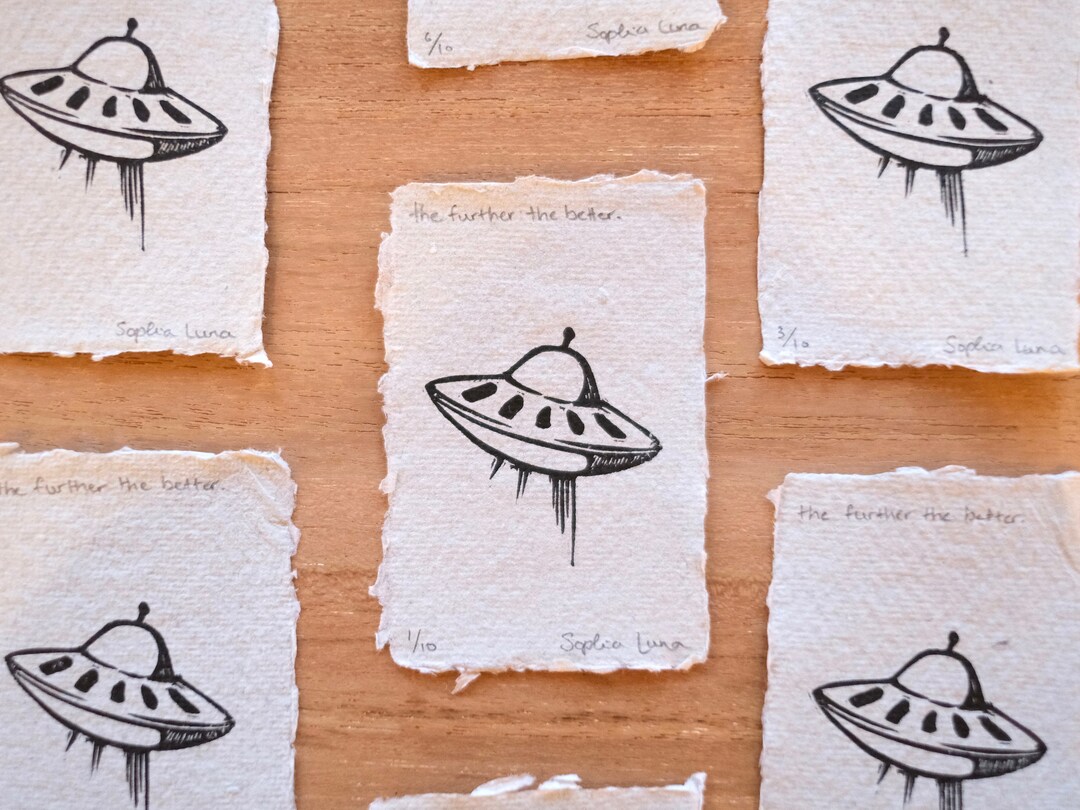 The Further the Better | Original Linocut Print | Lino Space Print ...