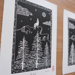 The Wolf Original Linocut Print Wolf Print Howling Wolf - Etsy UK
