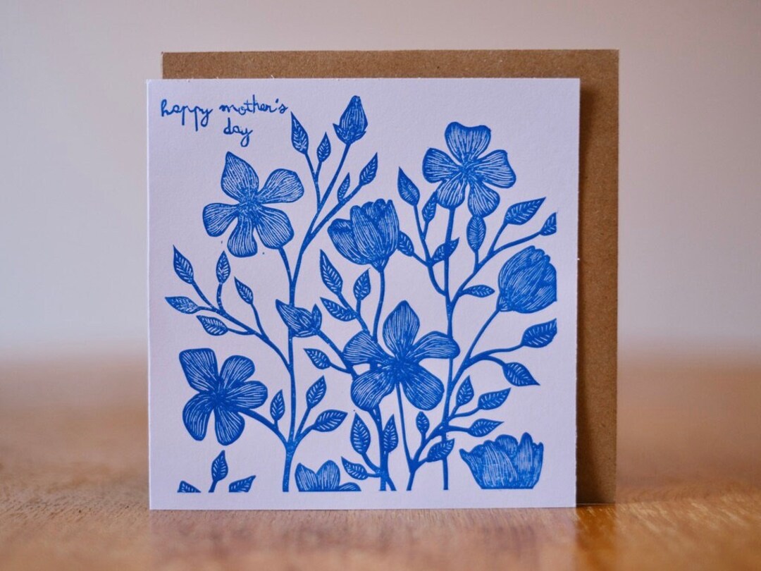 Linocut Mother's Day Card | NEXT DAY DELIVERY | Handmade Mother's Day ...