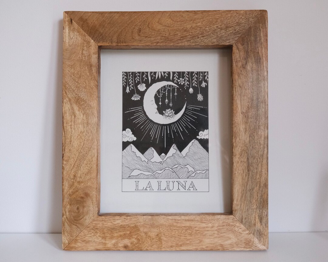 La Luna Tarot Card Print | Moon Print | Moon Line Drawing | Hand Drawn ...