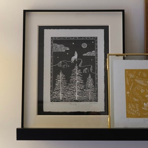 The Wolf Original Linocut Print Wolf Print Howling Wolf - Etsy UK
