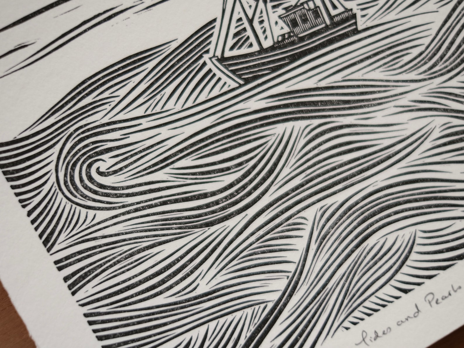 Storms, Tides and Pearls | Original Linocut Print | Sailing Print ...