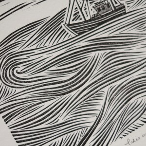 Storms, Tides and Pearls | Original Linocut Print | Sailing Print ...