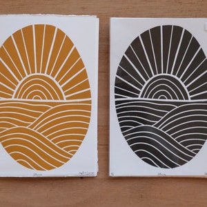 Shine | Original Linocut Print | Linoprint Sun | Linocut Sun Print ...