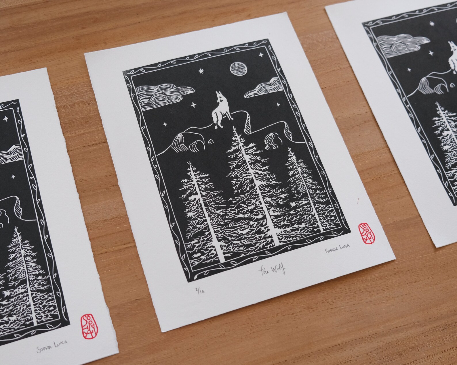 The Wolf Original Linocut Print Wolf Print Howling Wolf - Etsy