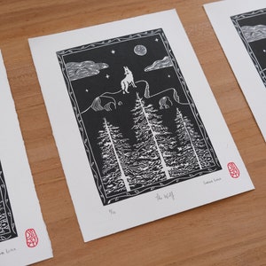 The Wolf Original Linocut Print Wolf Print Howling Wolf - Etsy UK