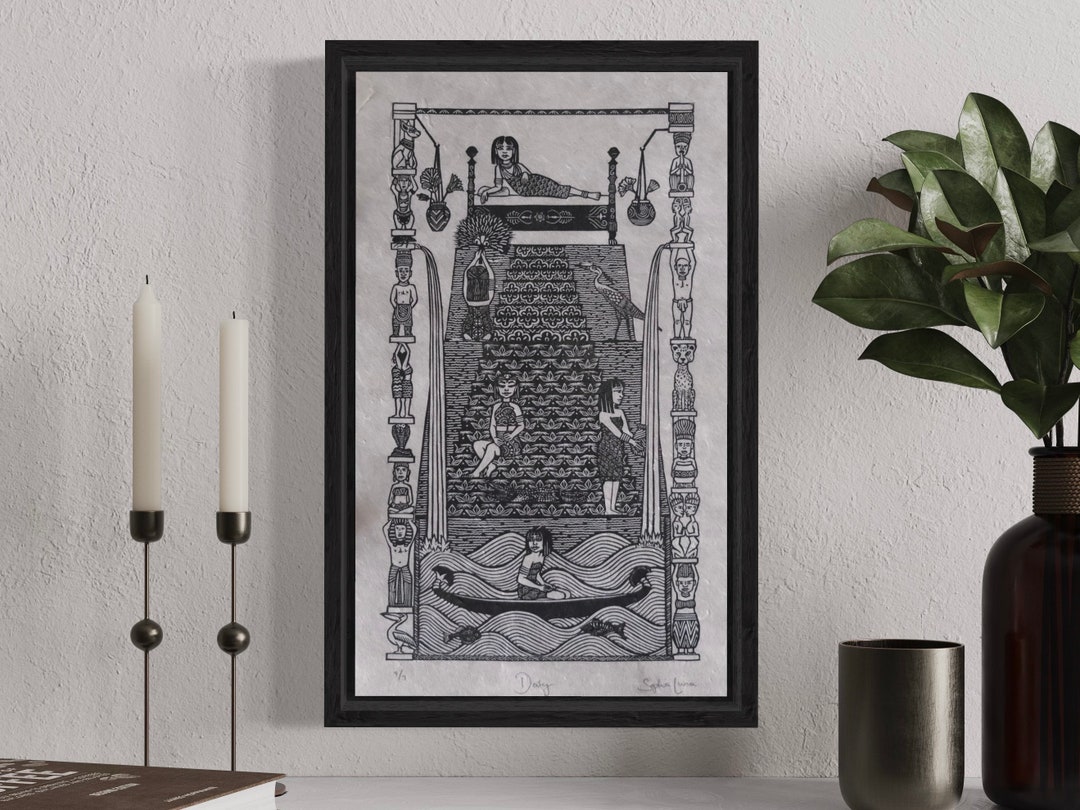 Deity Original Linocut Print Egyptian Print Handmade - Etsy