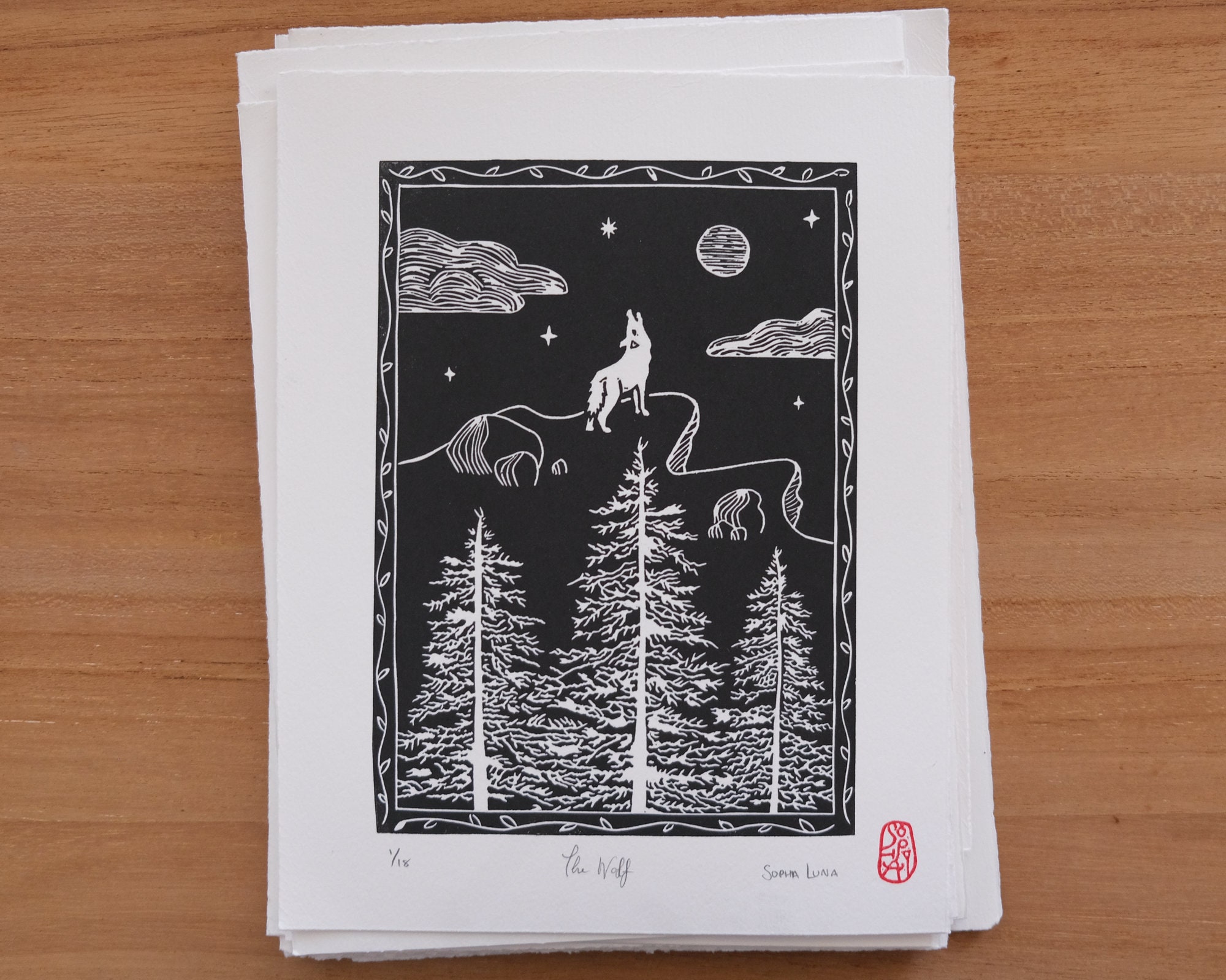 The Wolf Original Linocut Print Wolf Print Howling Wolf - Etsy UK