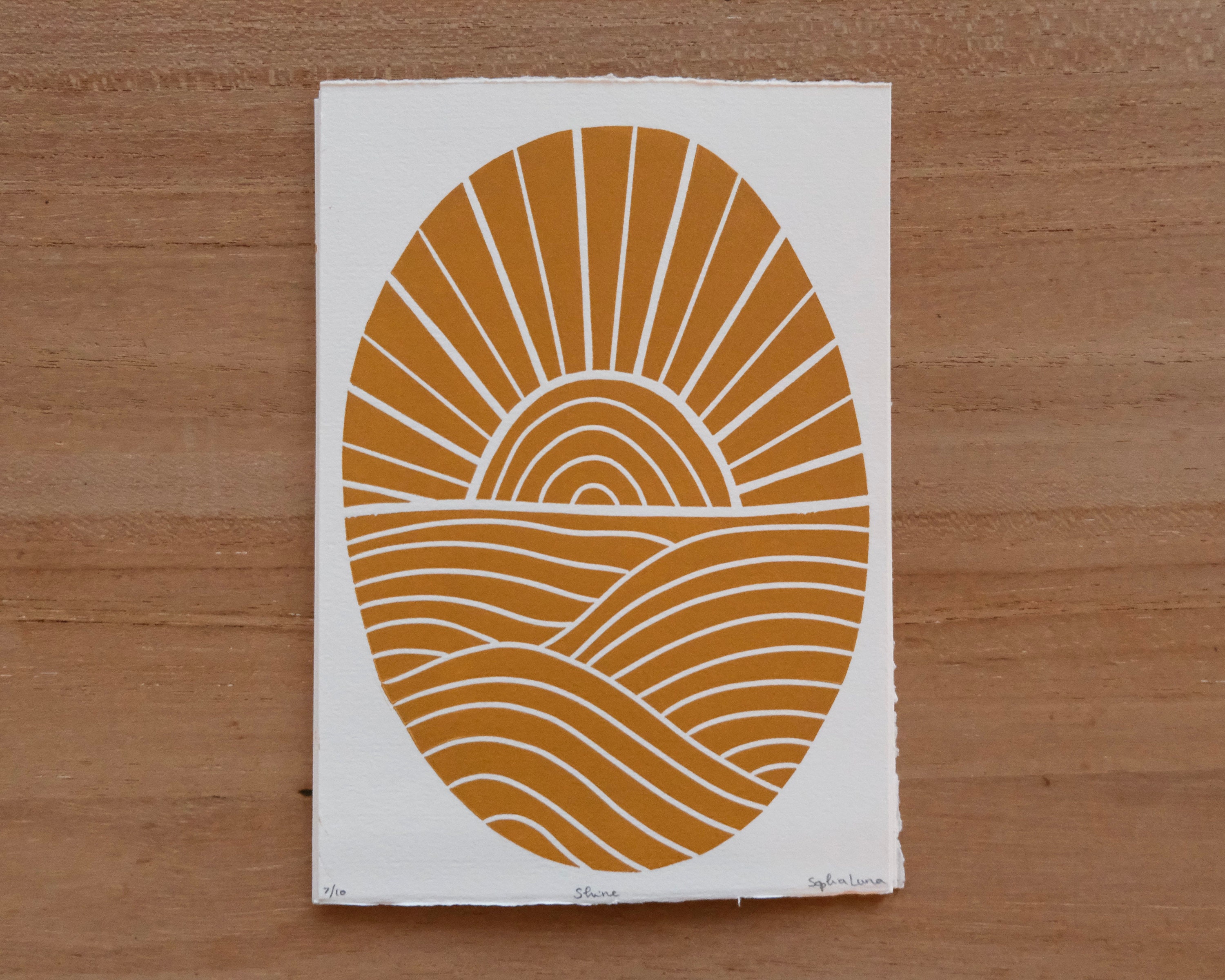 Shine | Original Linocut Print | Linoprint Sun | Linocut Sun Print ...