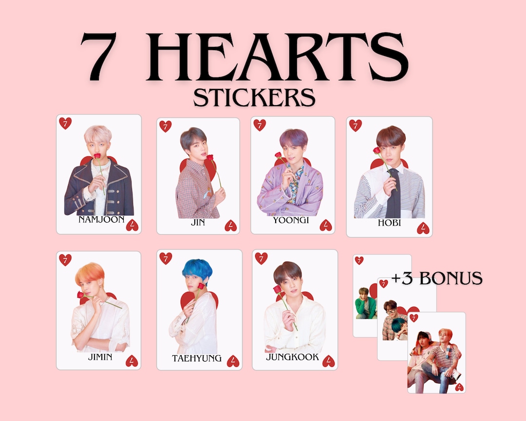 BTS OT7 Hearts Stickers | Set of 7 | FREE Bonus Included - Etsy