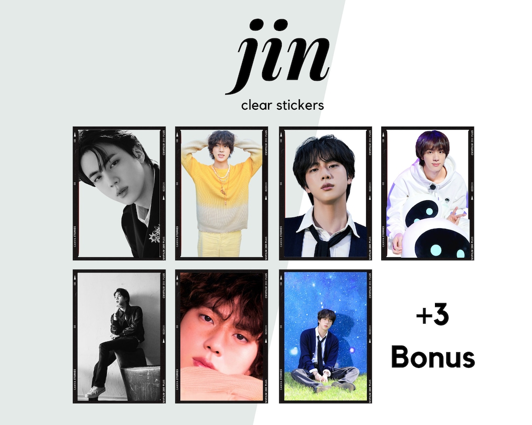 BTS Jin Stickers | Set of 7 + 3 Bonus | Bts Stickers - Etsy