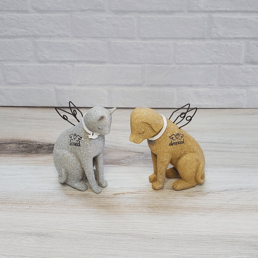 Faithful Angels Pet Memorial Figurine: Dog or Cat With Bronze Wings - Etsy