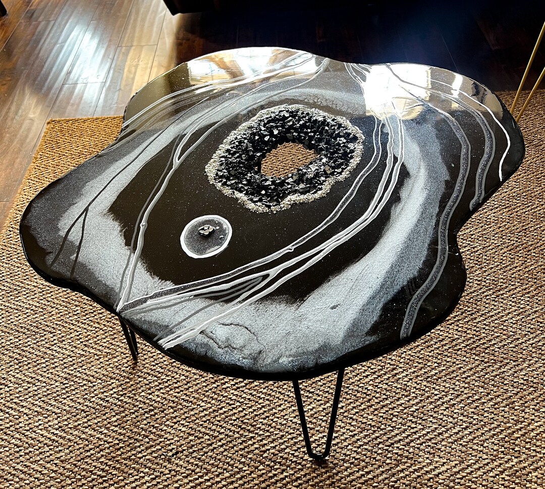 Black and Silver Geode Table - Etsy