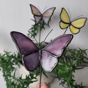 Butterfly Stained Glass Plant Stake - Etsy