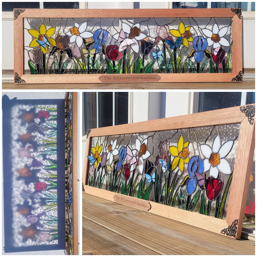 Efflorescent Garden Framed Stained Glass Panel - Etsy