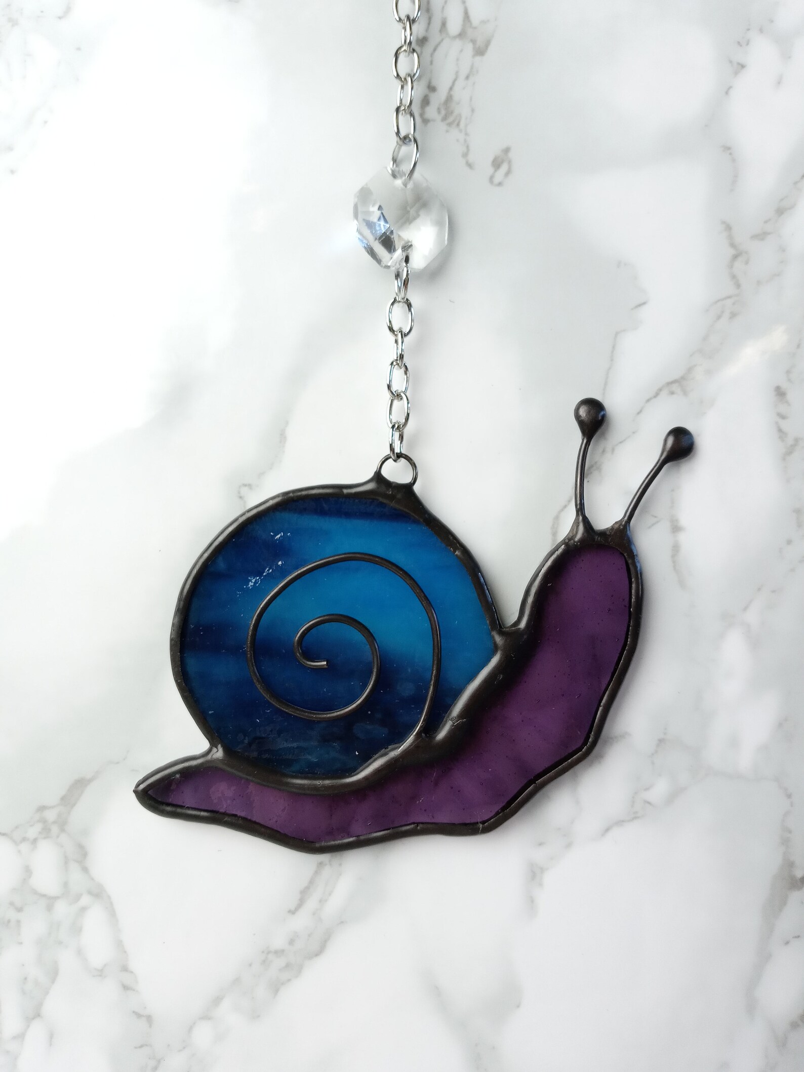 Snail Stained Glass Suncatcher Rear View Mirror Charm - Etsy