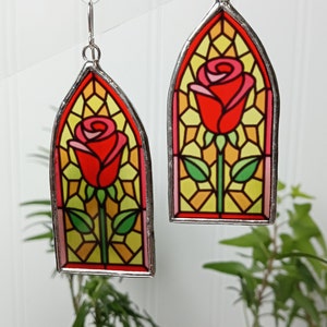 Colorful Stained Glass Window Statement Earrings - Etsy
