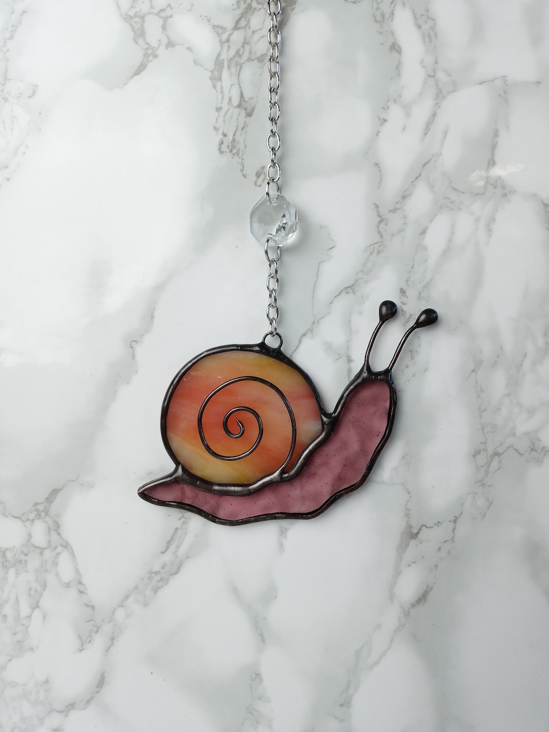 Snail Stained Glass Suncatcher Rear View Mirror Charm - Etsy
