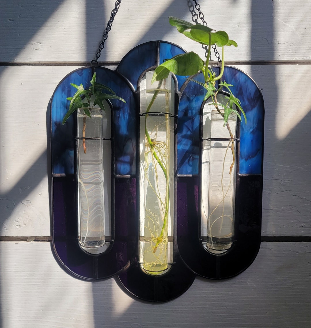 Triple Propagation Station Stained Glass Suncatcher Bud Vase - Etsy