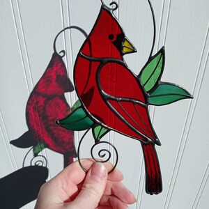 Cardinal Stained Glass Suncatcher - Etsy