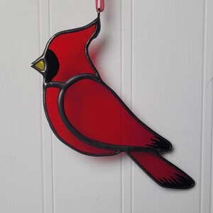 Stained Glass Cardinal, Handcrafted Memorial Memento, Christmas Tree ...