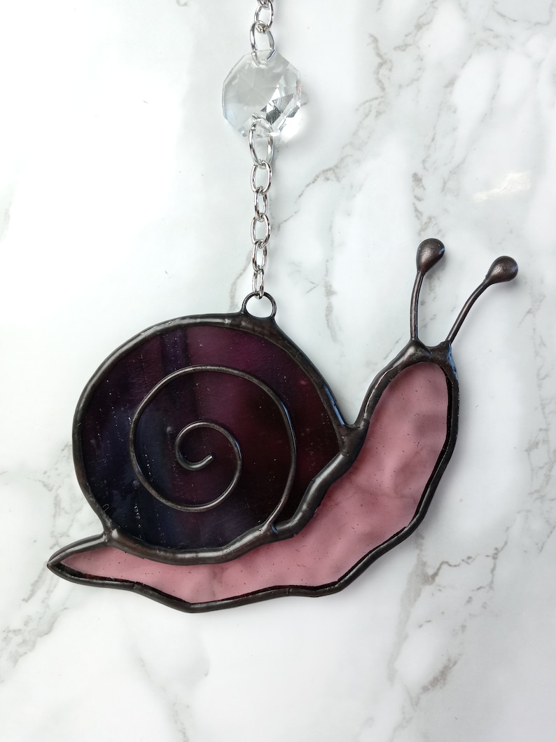 Snail Stained Glass Suncatcher Rear View Mirror Charm - Etsy