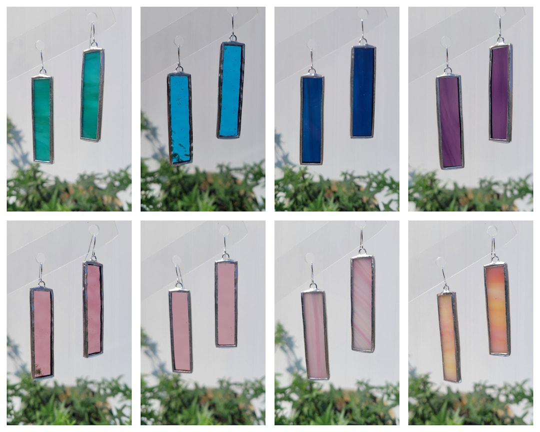Scrap Glass Simple Stained Glass Earrings - Etsy