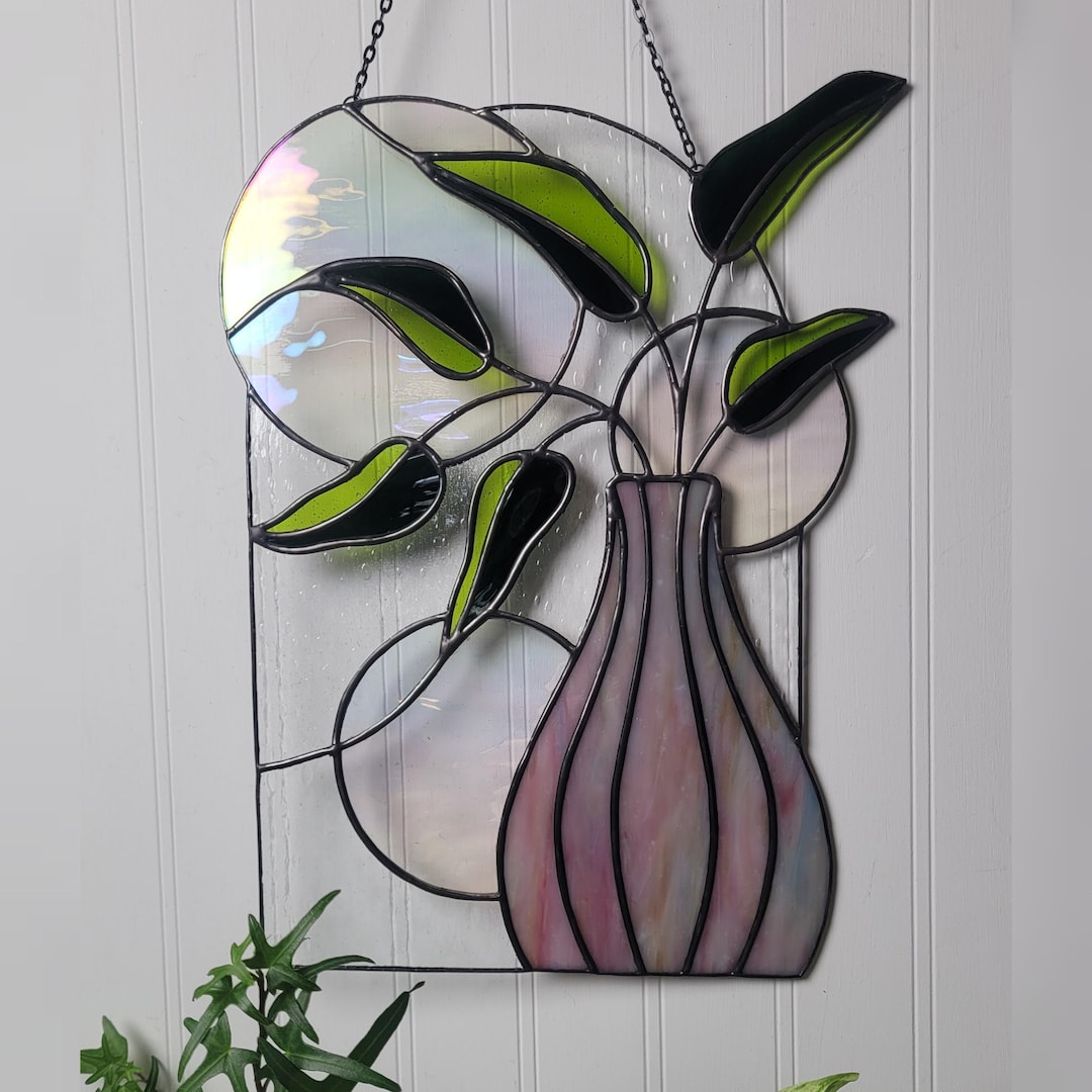 Flora Vase Stained Glass Panel - Etsy