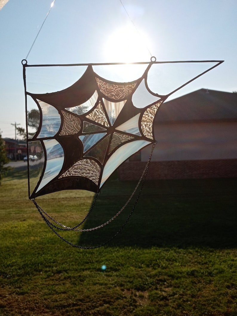 Stained Glass Spider Web Corner Suncatcher Etsy