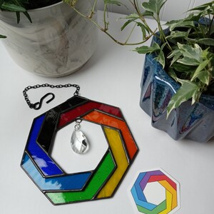 Rainbow Heptagon Stained Glass Suncatcher - Etsy