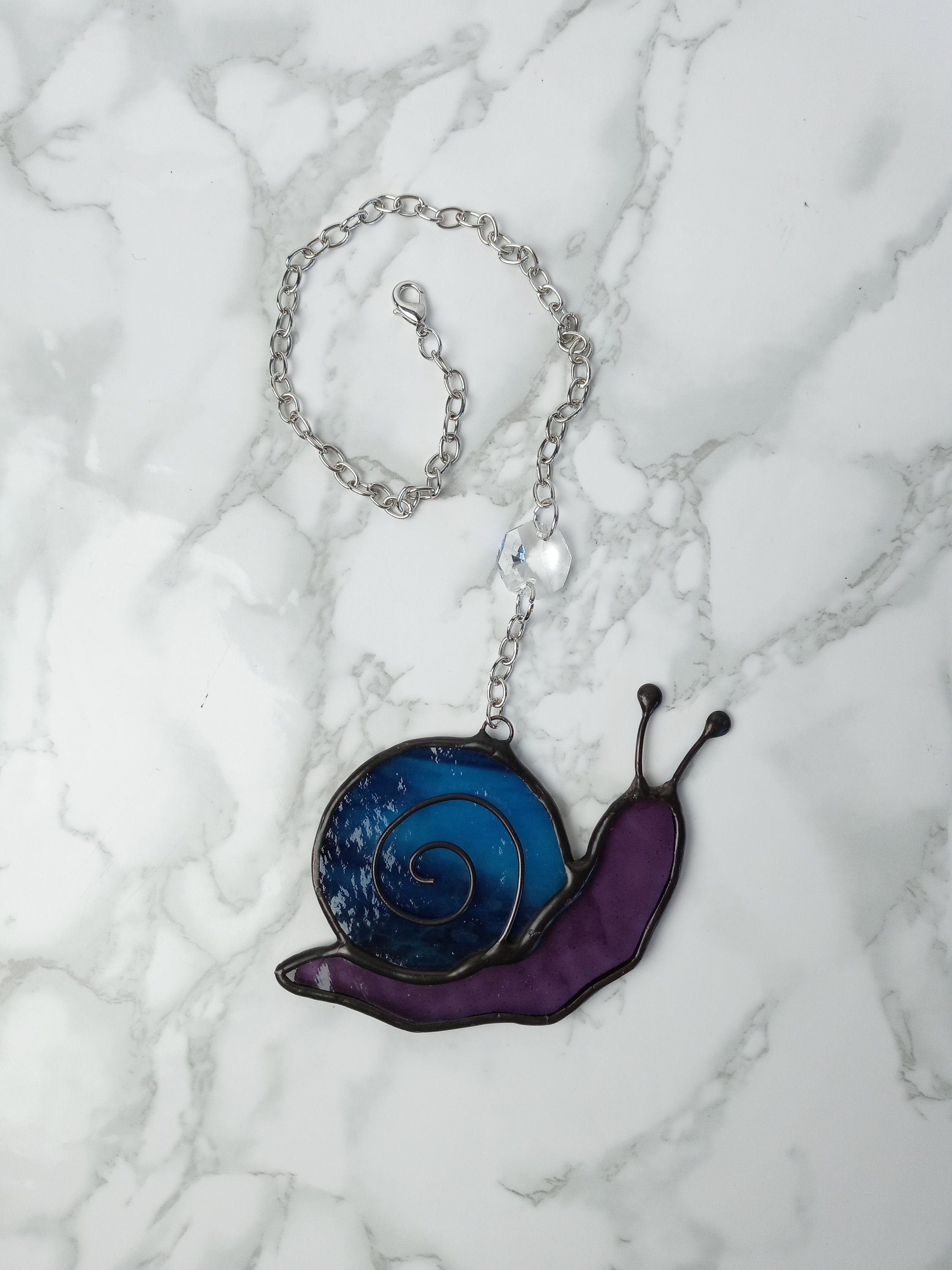 Snail Stained Glass Suncatcher Rear View Mirror Charm - Etsy