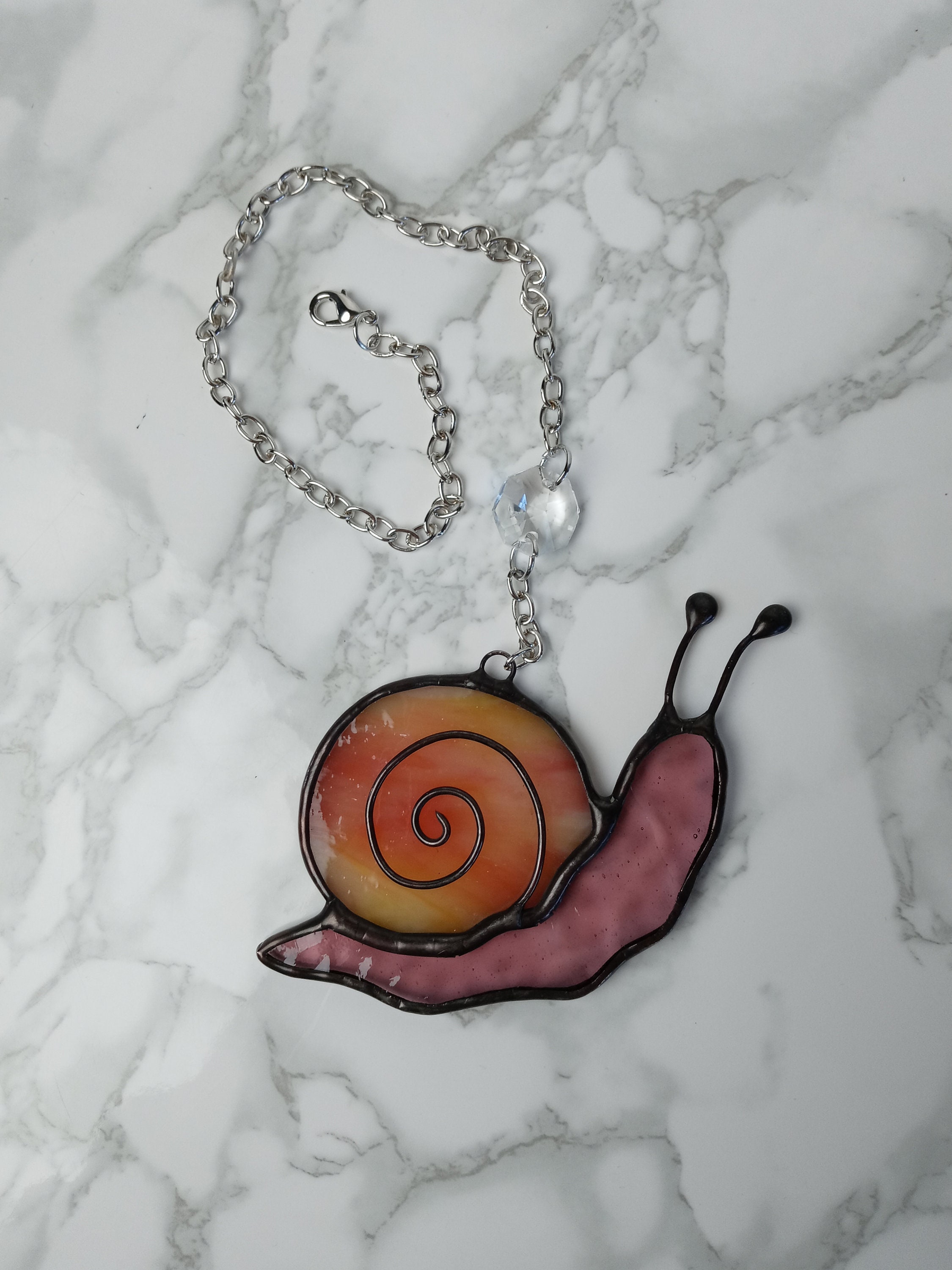 Snail Stained Glass Suncatcher Rear View Mirror Charm - Etsy