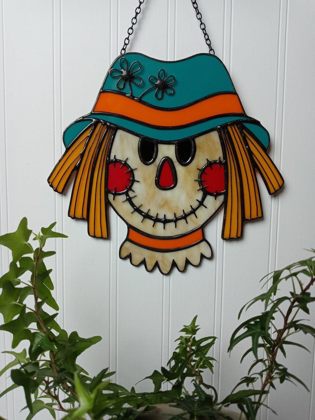 Scarecrow Stained Glass Suncatcher - Etsy