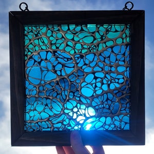 Water Ripple Stained Glass Framed Panel - Etsy
