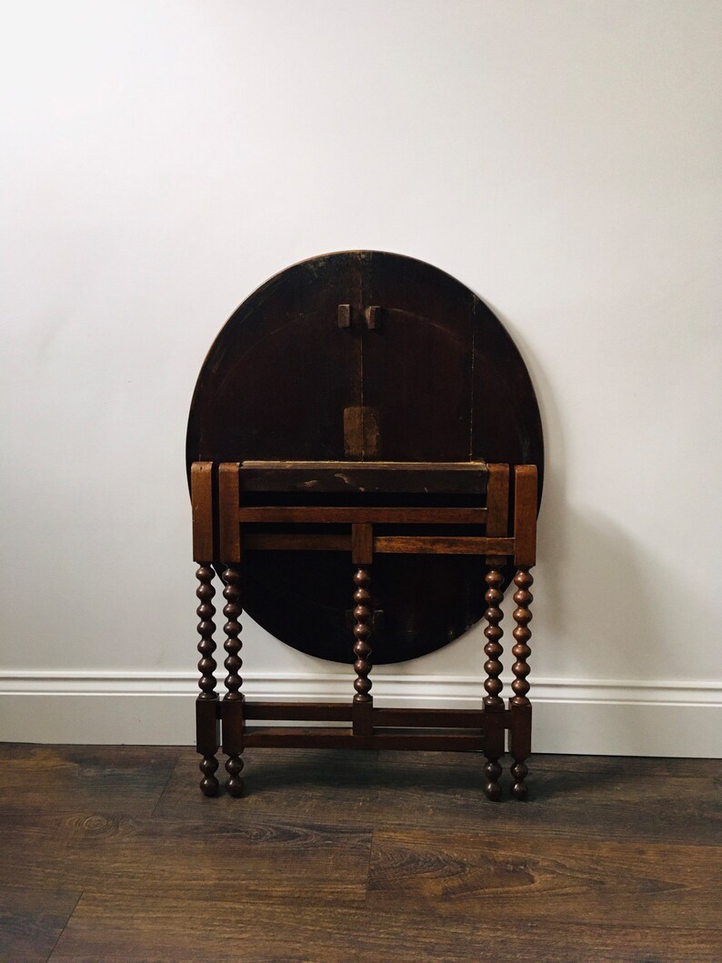 Antique Folding Bobbin Pin Leg Table - Etsy