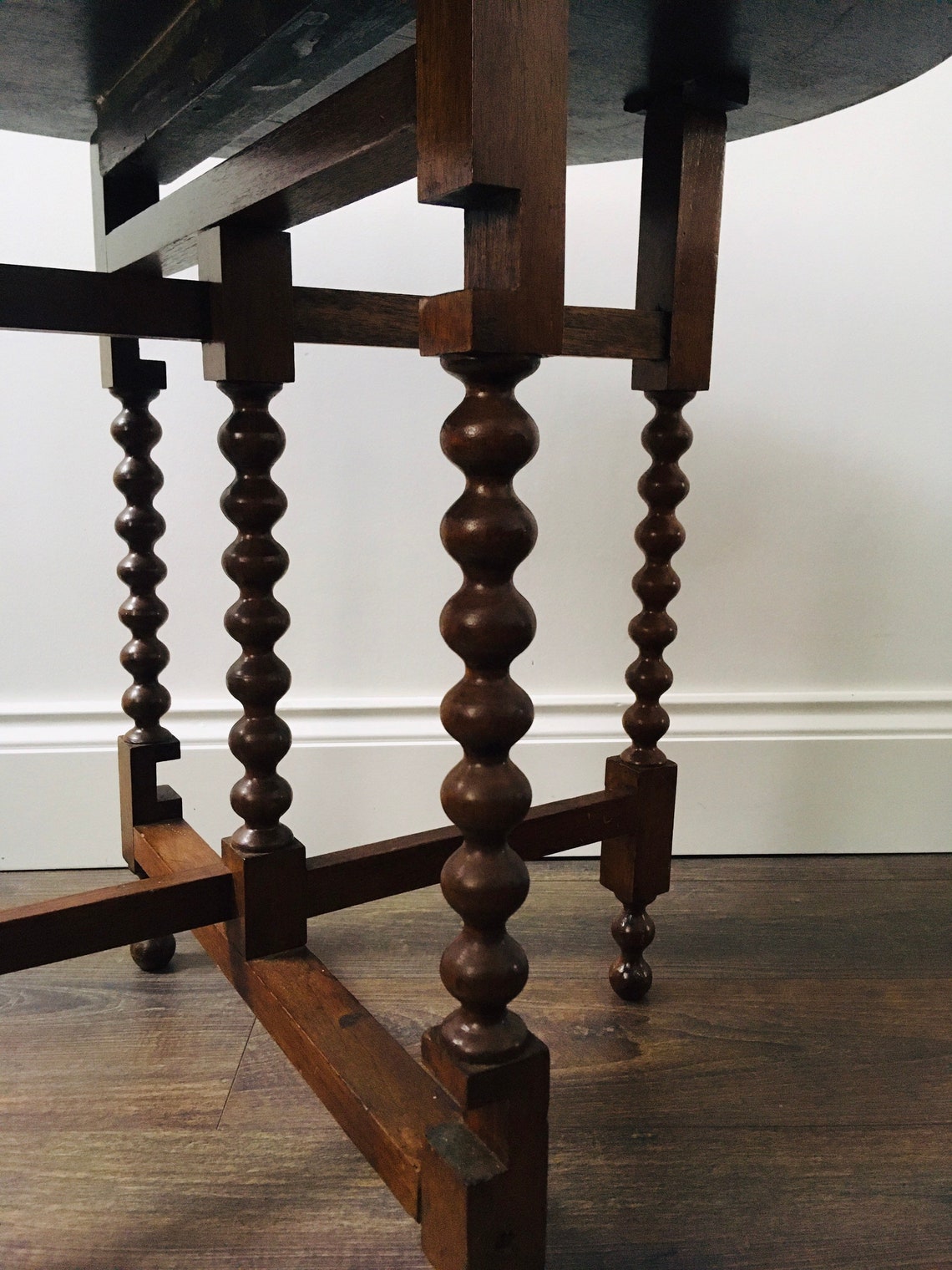 Antique Folding Bobbin Pin Leg Table - Etsy